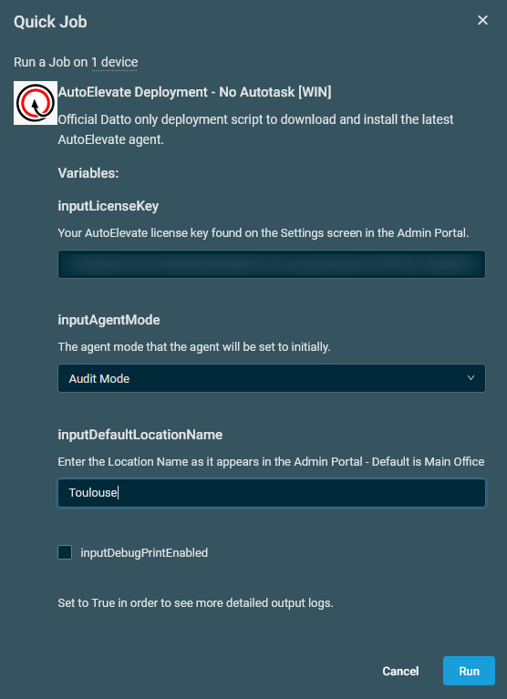Comment faire le déploiement de l'agent AutoElevate depuis Datto RMM